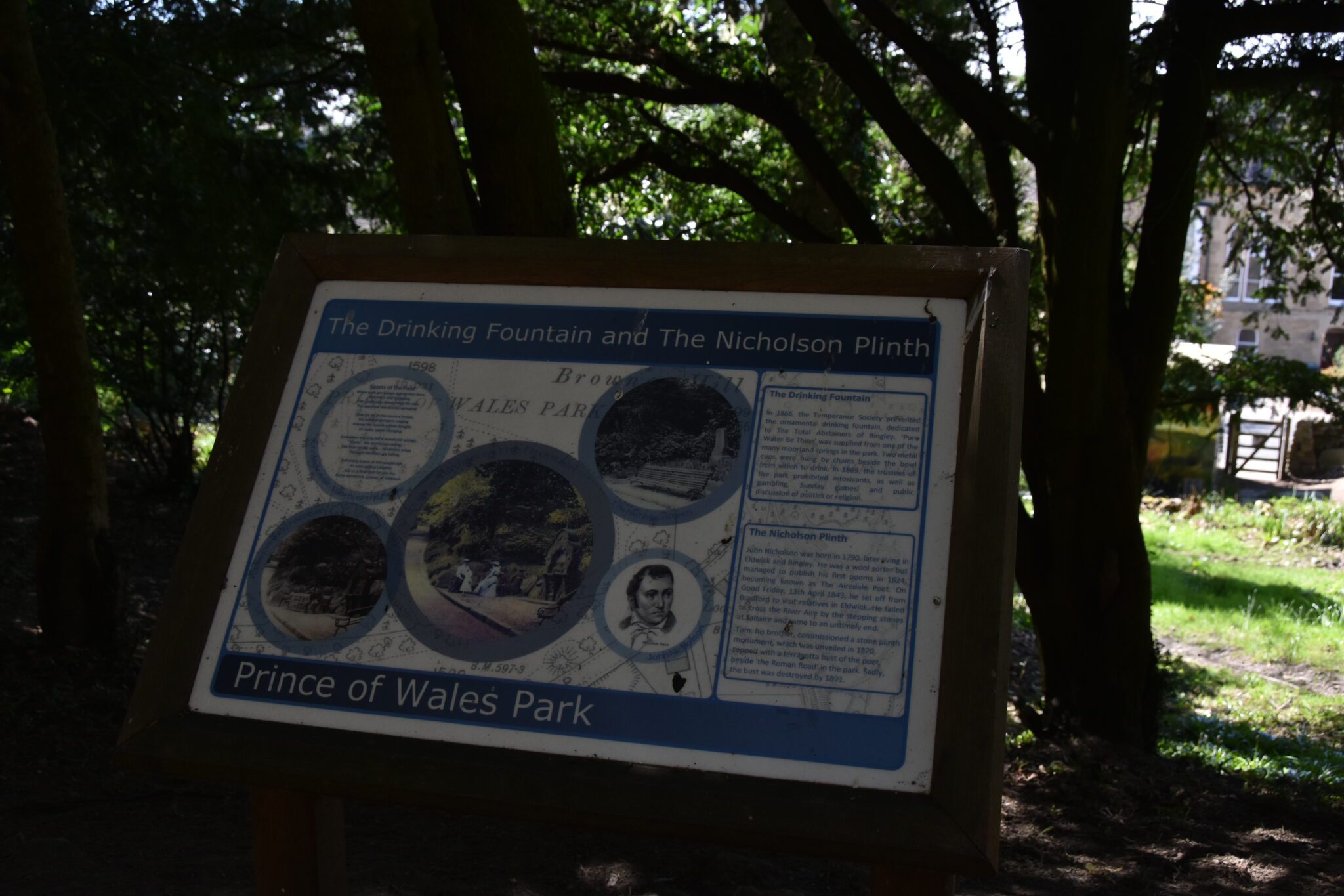 Prince of Wales Park Nicholas Plinth Fountain sign - Bradford District ...